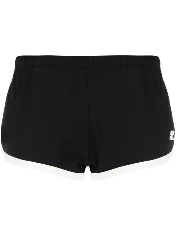 COURREGES Contrasting-trim Logo Shorts - Black