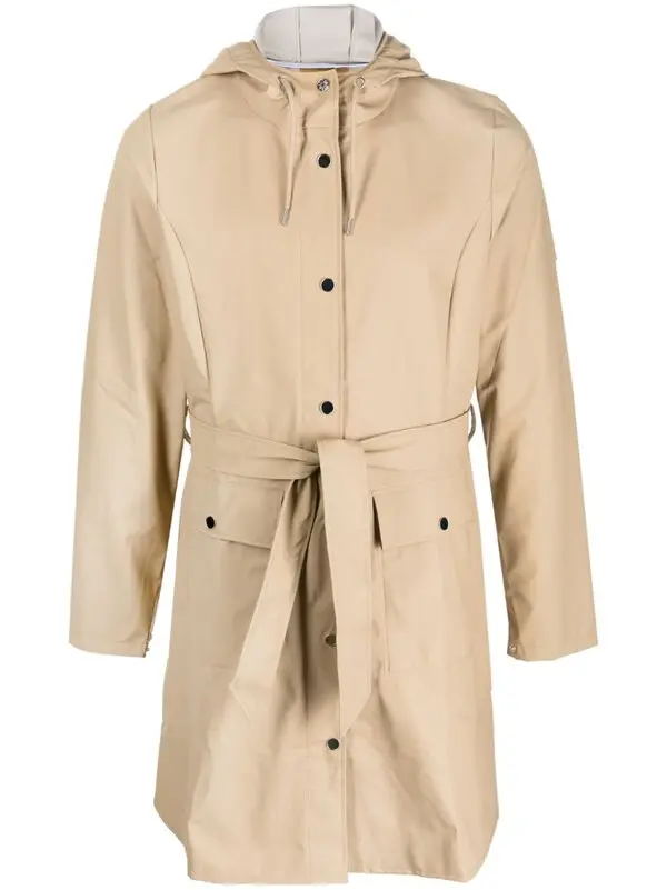 Rains Belted Hooded Raincoat - Neutrals