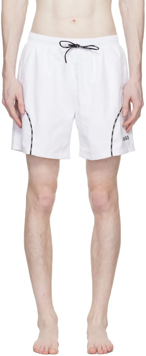 Hugo Boss White Race Swim Shorts In White 100 75% Off Editorialist