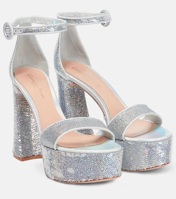 GIANVITO ROSSI Holographic Platform Sandals