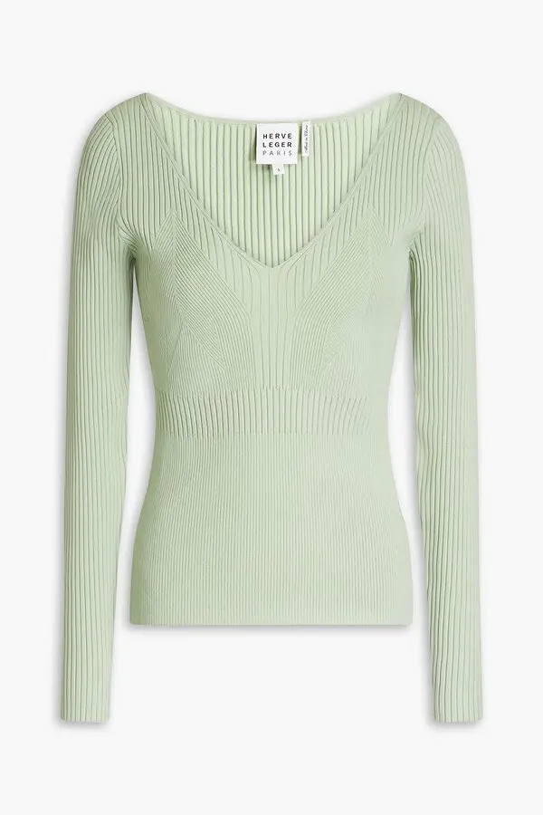 Herve Leger Laurel Ribbed-knit Top