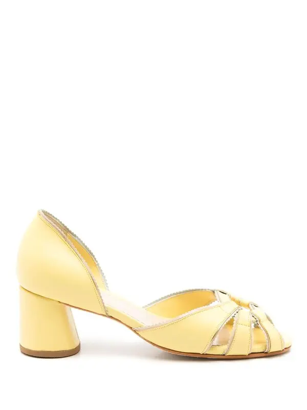 STUDIO CHOFAKIAN Carrie 55mm Open-toe Pumps - Yellow