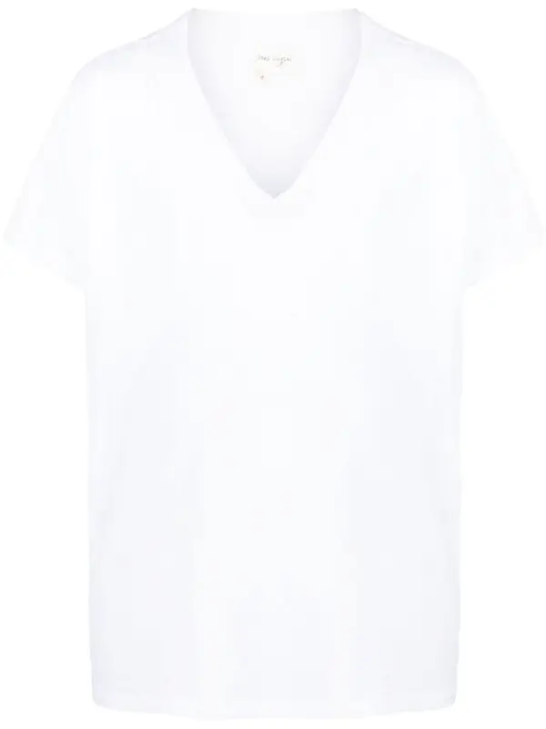 Greg Lauren V-Neck Cotton T-Shirt In White - 40% Off | Editorialist