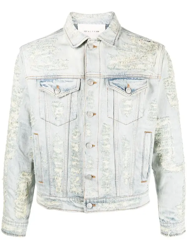 1017 Alyx 9sm Distressed Denim Trucker Jacket