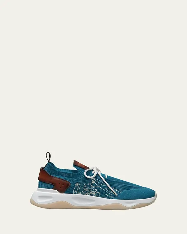 Berluti Shadow Knit Scritto Runner Sneakers