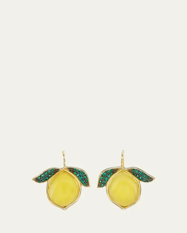 Brent Neale 18k Yellow Drop Earrings With Opal And Emerald - Yg