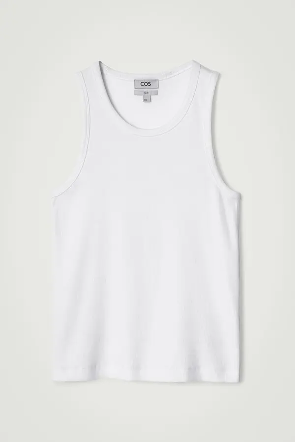 Cos Slim Ribbed Tank Top - White