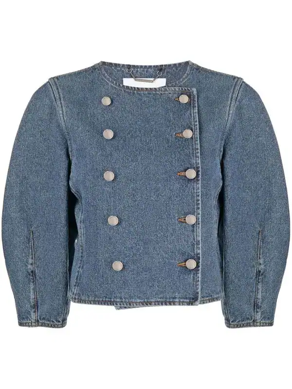 Chloé Double-Breasted Denim Jacket In Blue - 19% Off | Editorialist