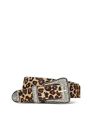 The Kooples Wide Leopard Print Belt In Brown/Silver - 61  display picture 1