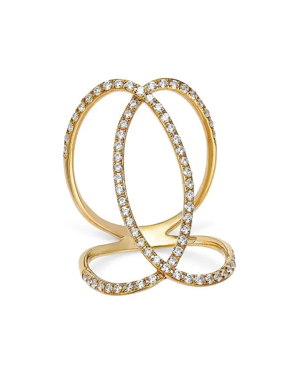 Bloomingdale'S Diamond Crossover Ring In 14k Yellow 0.75 Tcw