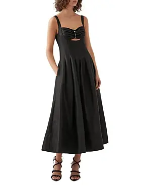 all saints black maxi dress AJE Revitalise Puff-sleeve Cutout Dress Navy  To Be Continued Preloved