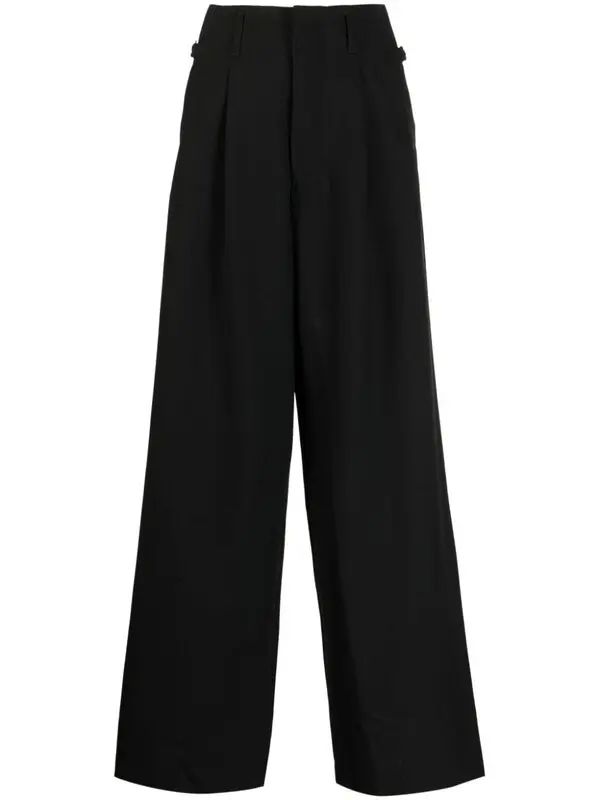 AMBUSH Wide-leg Wool Trousers - Black