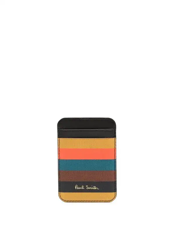 Paul Smith Native Union Artist Stripe Leather Magsafe Wallet In