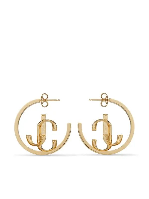 JIMMY CHOO Logo-lettering Medium Hoop Earrings - Gold