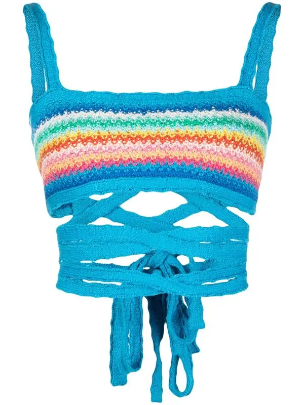 Alanui Over The Rainbow Knitted Bra - Blue