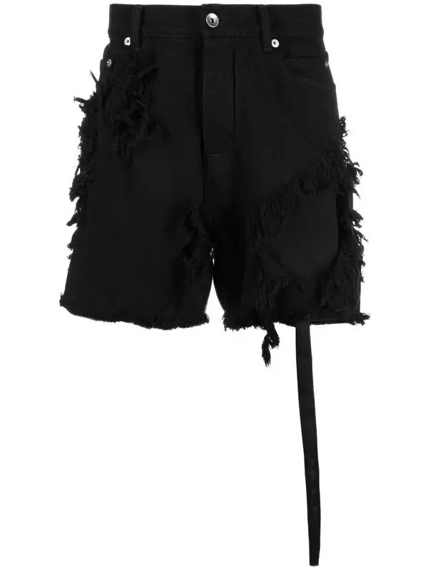 Rick Owens Frayed Denim Shorts