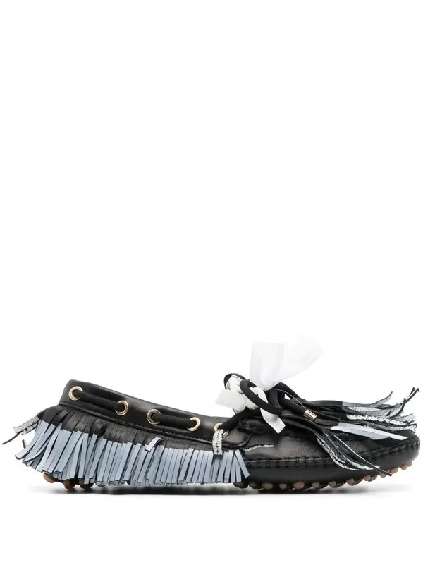 13 09 SR Puli Frayed Leather Loafers - Black