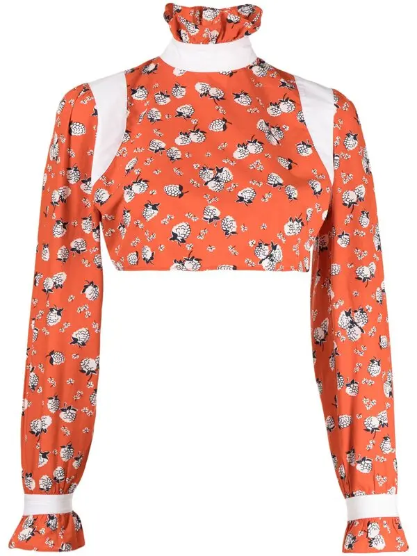 Batsheva Floral-print Cropped Top