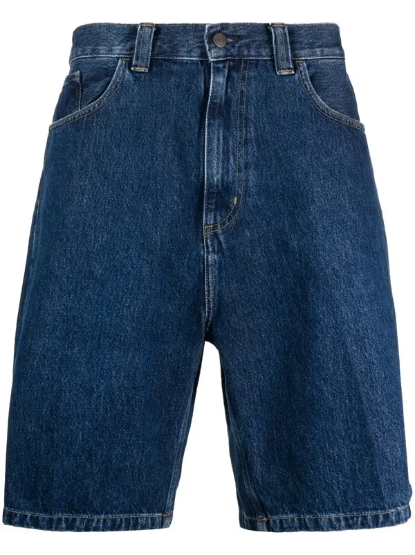 Carhartt Work In Progress Logo Patch Denim Shorts - Blue