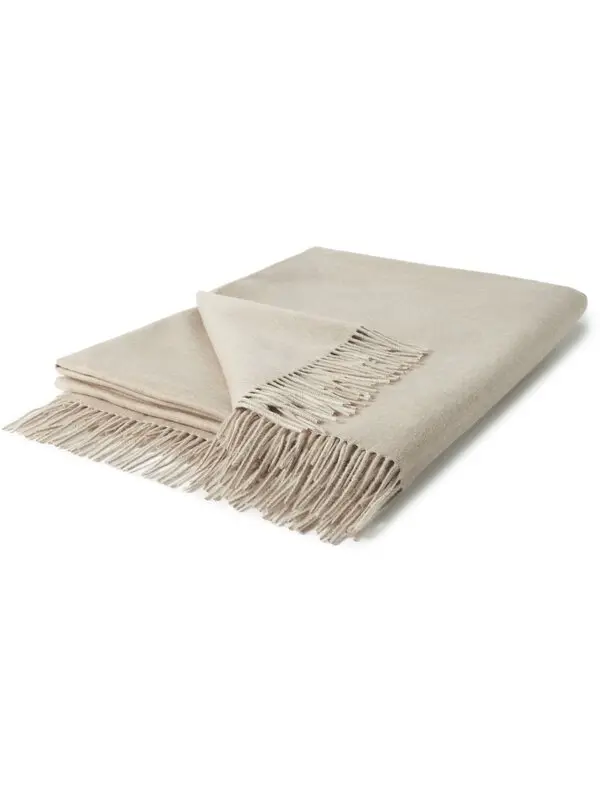 Brunello Cucinelli Fringed Cashmere And Silk-blend Throw - Brown