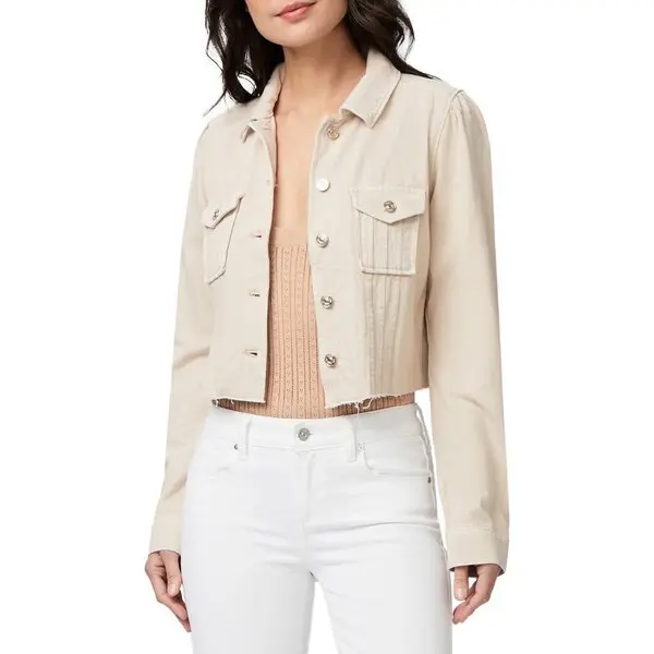 Paige Pacey Raw Hem Crop Twill Jacket - Soft Beige