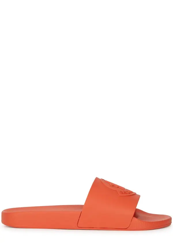 Moncler Basile Logo Rubber Slides - Orange