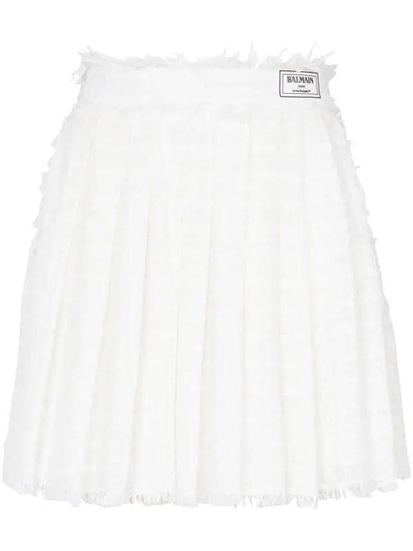 Balmain Pleated Tweed Miniskirt