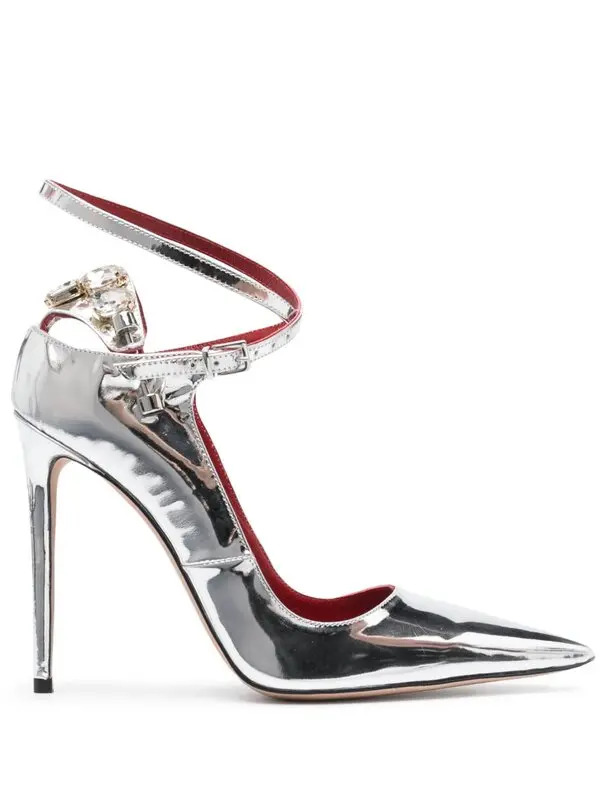 HARDOT 120mm Metallic Leather Pumps - Silver