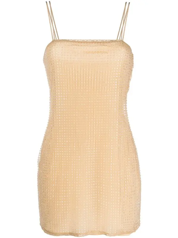 Alexander Wang Embellished Mesh Minidress - Neutrals