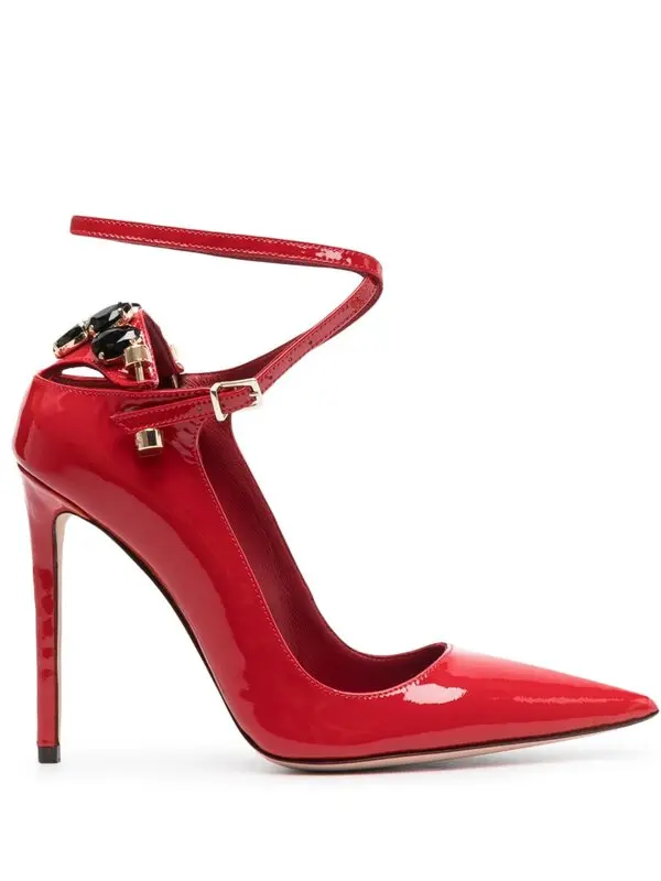 HARDOT 120mm Crystal-embellished Leather Pumps - Red