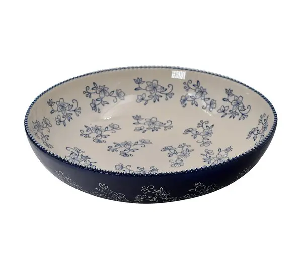 TEMP-TATIONS Floral Lace 4-qt Shallow Pasta Serving Bowl