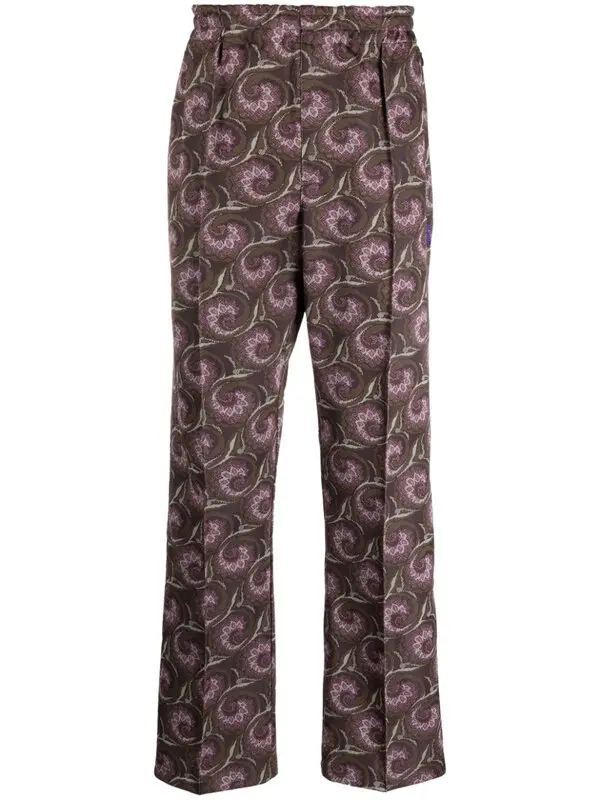 Needles Pintuck Graphic Print Trousers - Brown