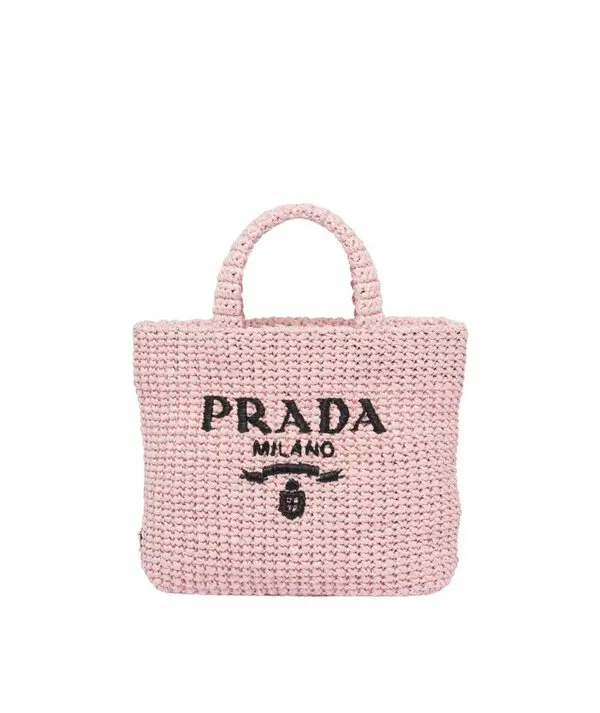 Prada Small Crochet Tote - Alabaster Pink