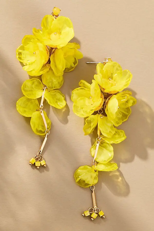 Anthropologie Blossom Drop Earrings - Yellow