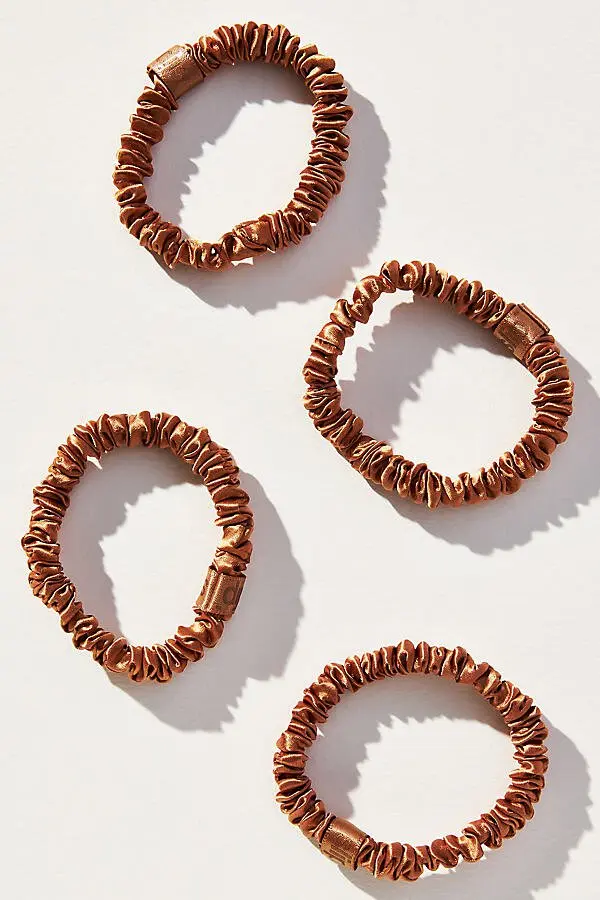 Slip Back To Basics Pure Silk Skinny Scrunchies - Copper