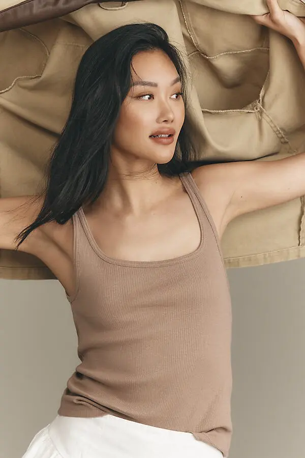 PILCRO Scoop-neck Tank Top - Neutral Pattern