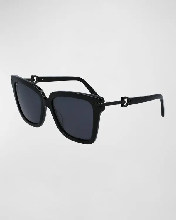 FERRAGAMO Gancini Square Sunglasses - Black