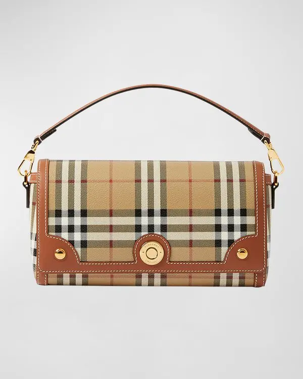 Burberry Note Check Top-handle Bag - Briar Brown