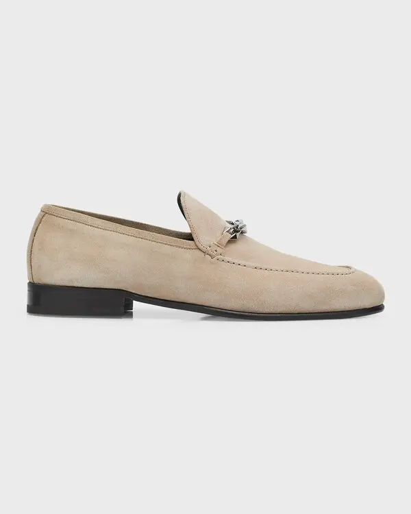 Jimmy Choo Marti Reverse Suede Loafers - Stone | Editorialist display picture 1