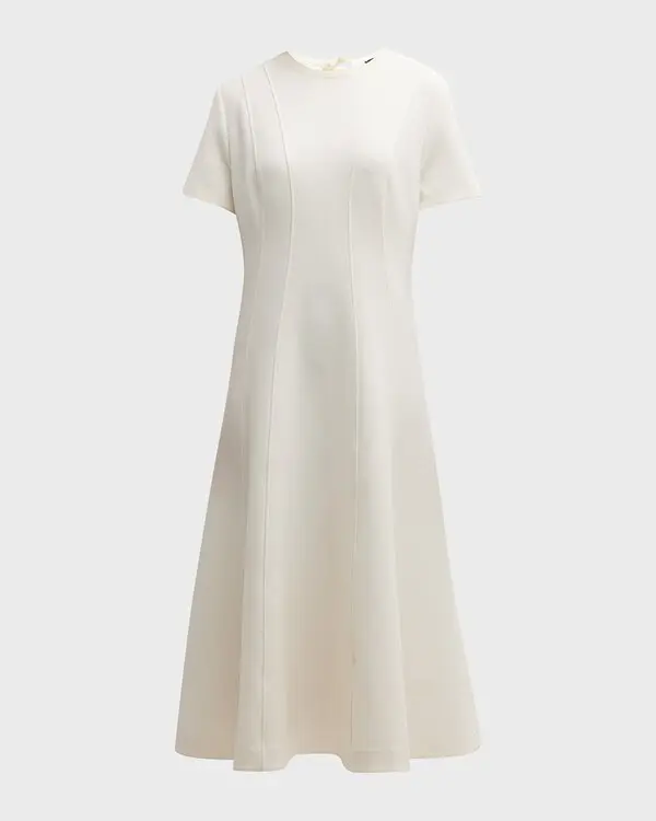 St. John Dart Short-sleeve Crepe Midi Dress