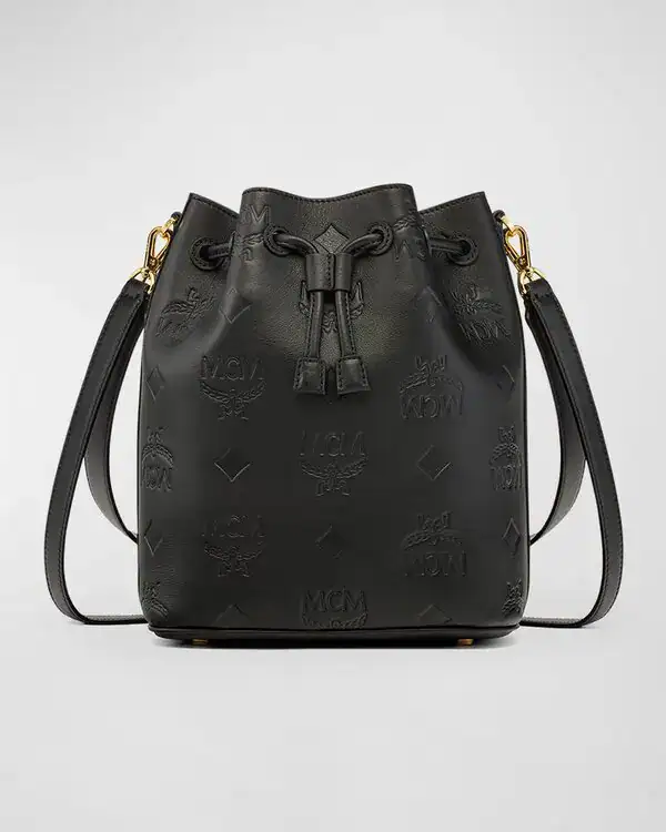 Mcm Dessau Medium Monogram Bucket Bag - Black | Editorialist