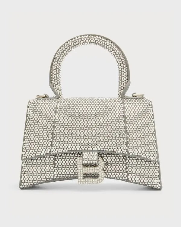 Balenciaga Hourglass Xs Bag With Rhinestones - 1272 Sm Grey & Cryst 001