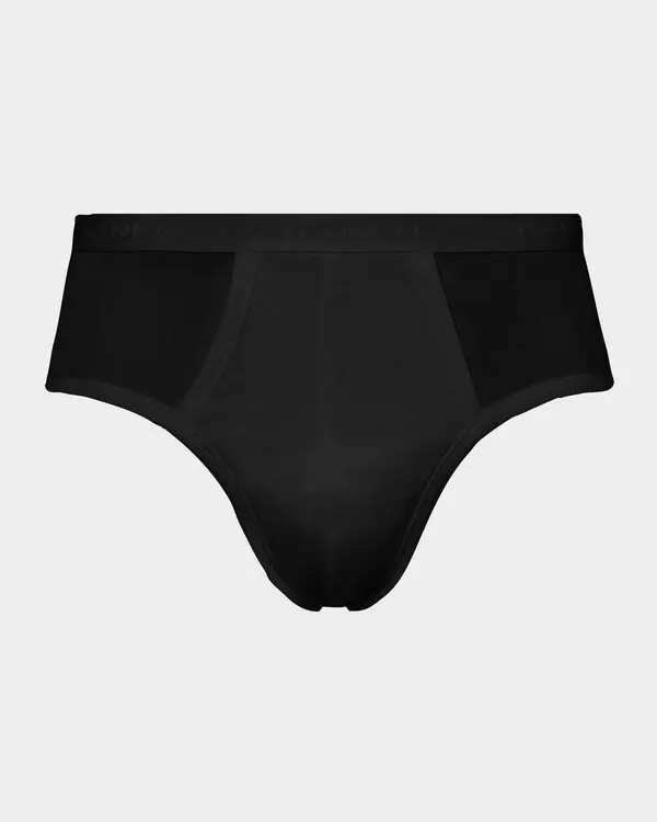 Hanro Cotton Pure Brief With Fly - Black