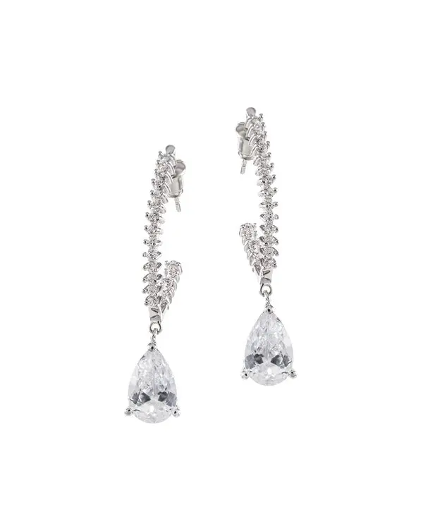 KENNETH JAY LANE Cubic Zirconia Pear Drop Hoop Earrings