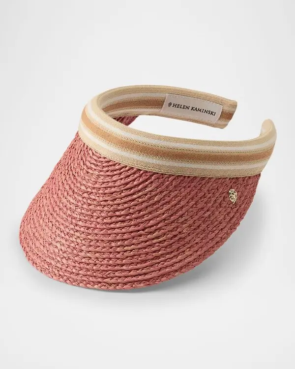 Helen Kaminski Bianca Raffia Visor - Pomelo Nougat Stripe