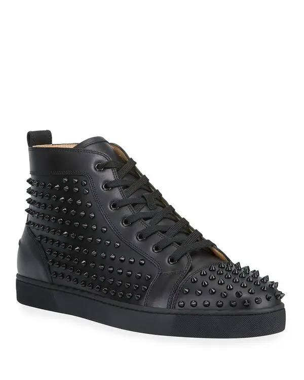 CHRISTIAN LOUBOUTIN Louis Leather High-top Sneakers - Black