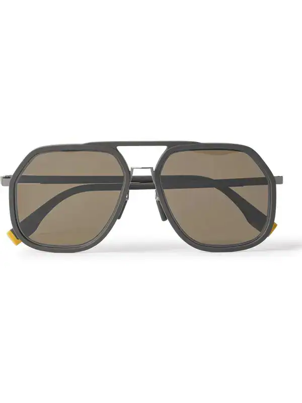 Fendi Aviator-Style Resin And Gold-Tone Sunglasses - Brown  display picture 2