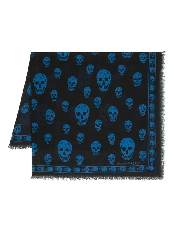 Alexander McQueen Skull-print Frayed Scarf