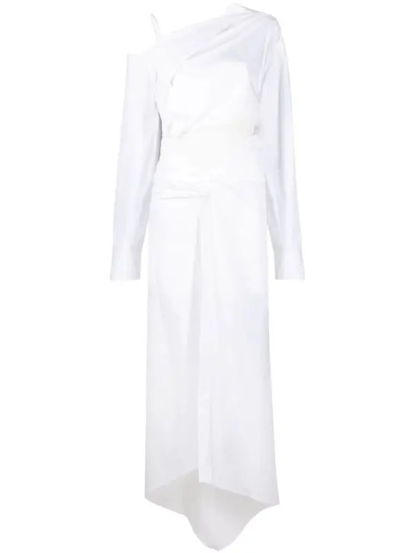 Off-White One-shoulder Asymmetric Dress