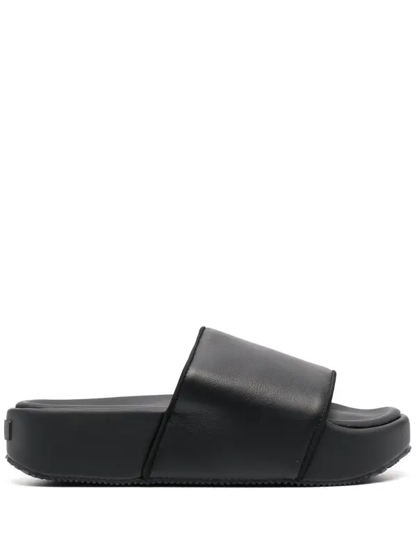Y3 Leather Slides - Black